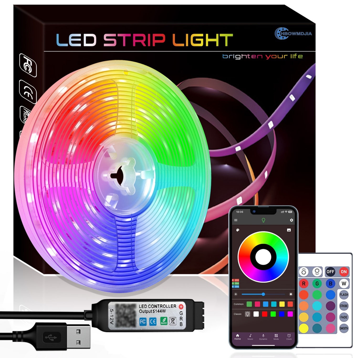 Kit de banda LED RGB, lumini colorate, lumini LED pentru dormitor, 10 m ...