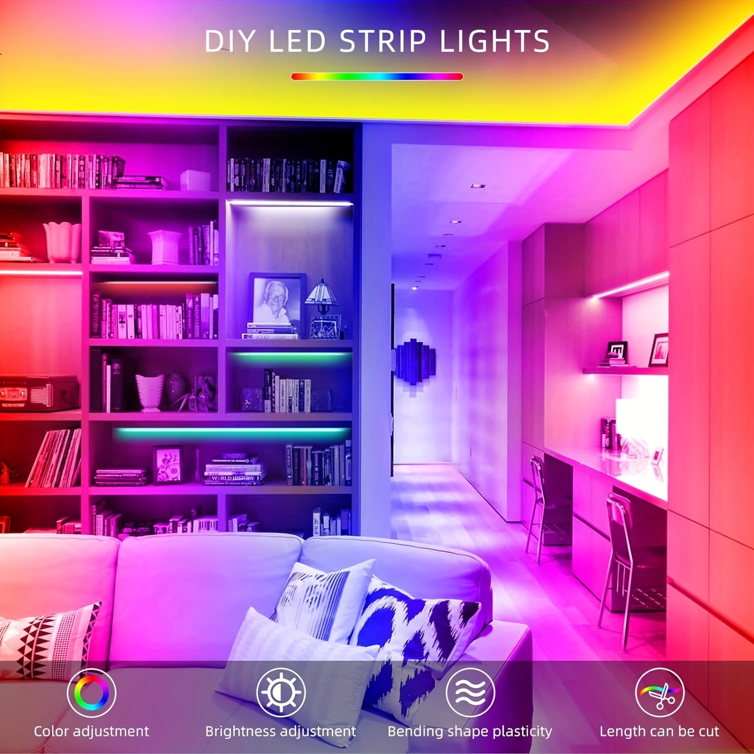 Kit de banda LED RGB, lumini colorate, lumini LED pentru dormitor, 10 m ...
