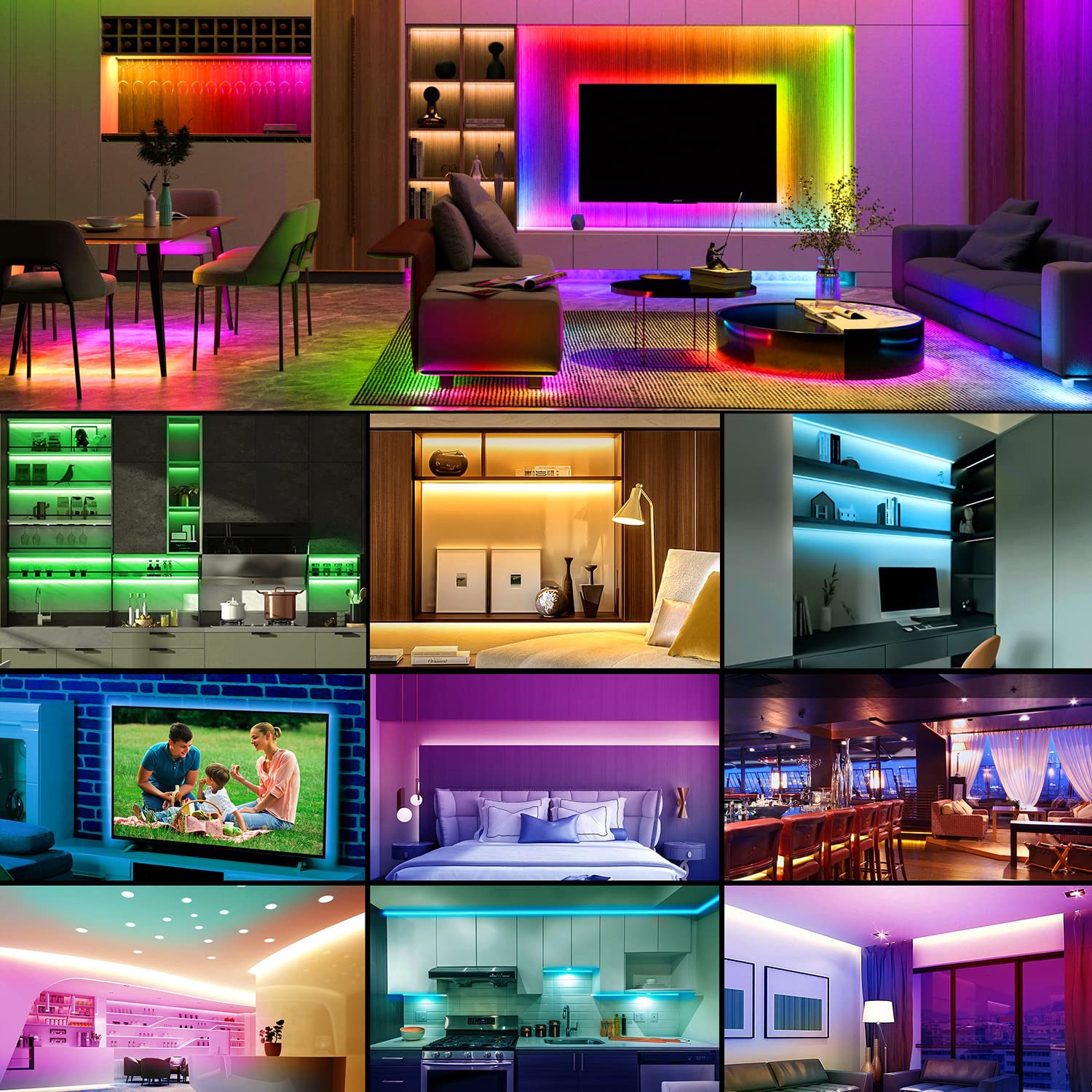Kit de banda LED RGB, lumini colorate, lumini LED pentru dormitor, 10 m ...