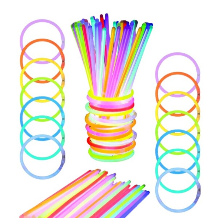 Set 100 bratari luminoase si colorate pentru petreceri, fosforescente ...
