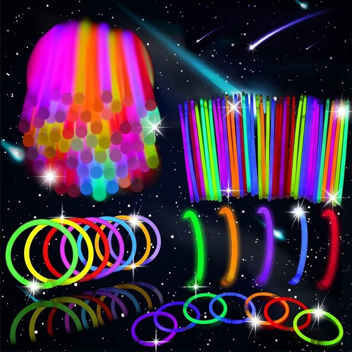 Set 100 bratari luminoase si colorate pentru petreceri, fosforescente ...