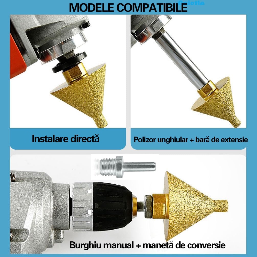 Burghiu diamantat, conic, pentru sanfrenare si debavurare, compatibil ...