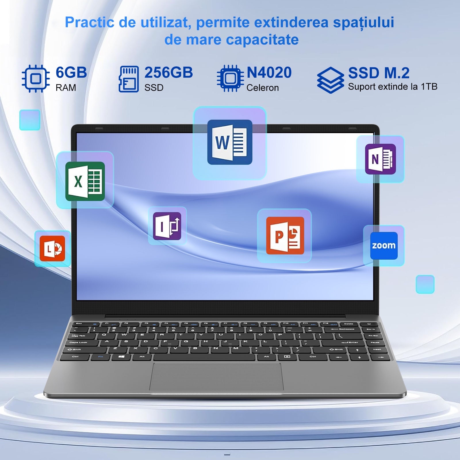 NOTODD N200 Laptop Win 11 cu 5G WiFi, 14 inchi Laptop 6GB RAM 256GB SSD ...