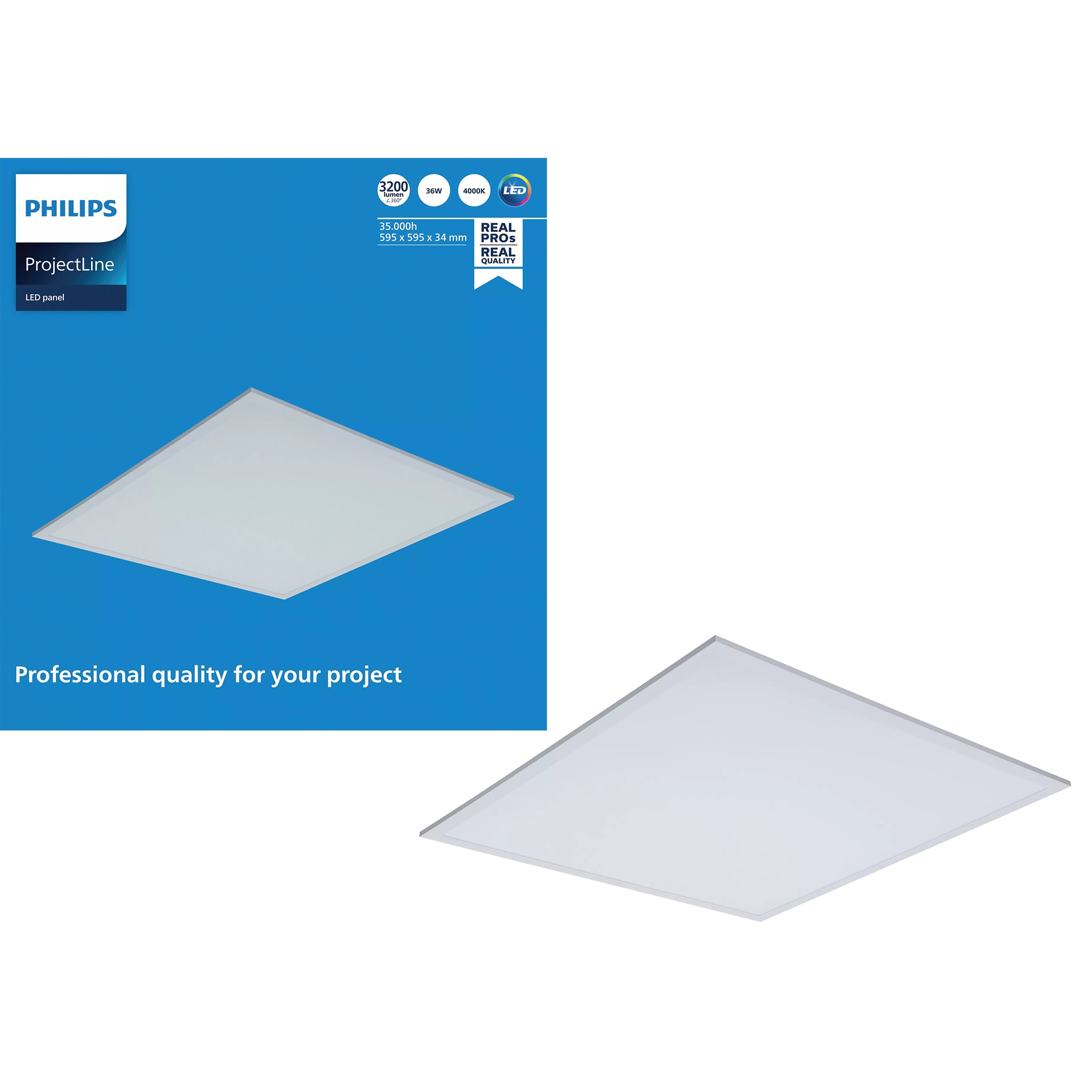 Panou LED incastrat Philips ProjectLine, 36W, 3200 lm, lumina neutra ...