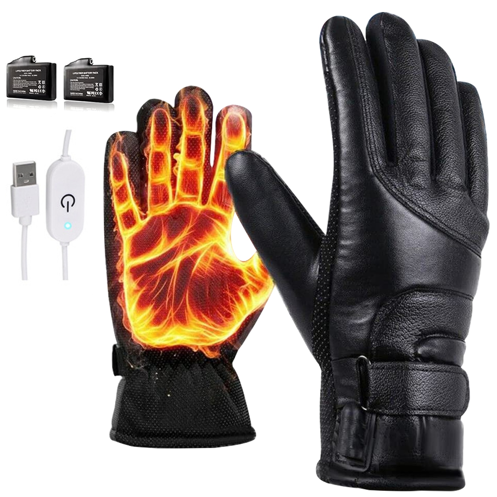 Manusi Incalzite Electric, JFYU, din piele, cu senzor tactil ...