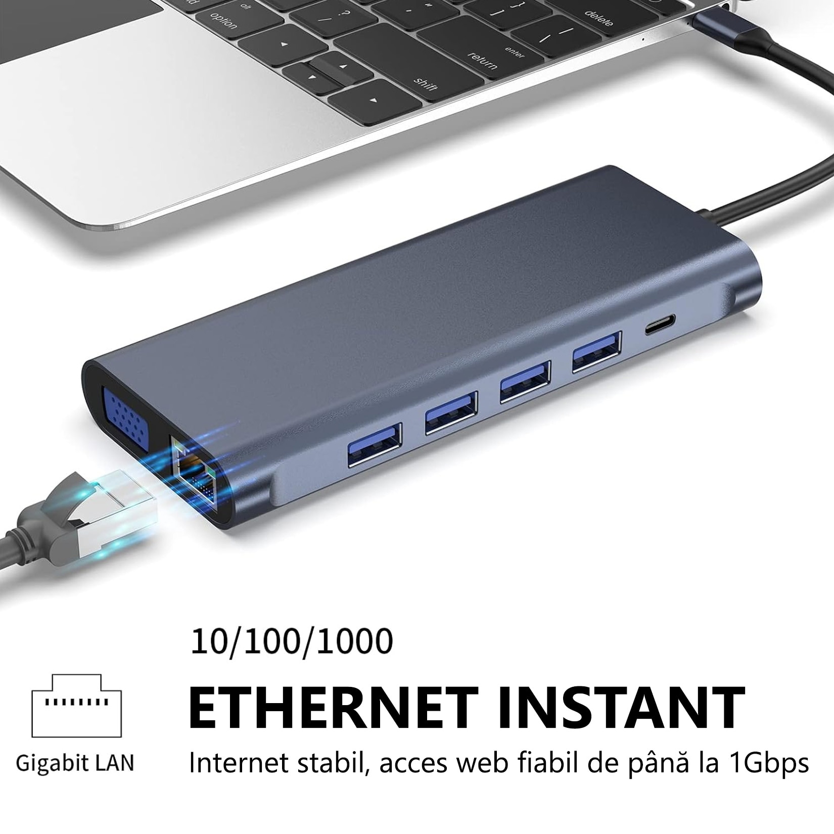 Docking Station USB Type-C 13 in 1, JFYU, 1x USB-C Data Port, 1x TypeC ...