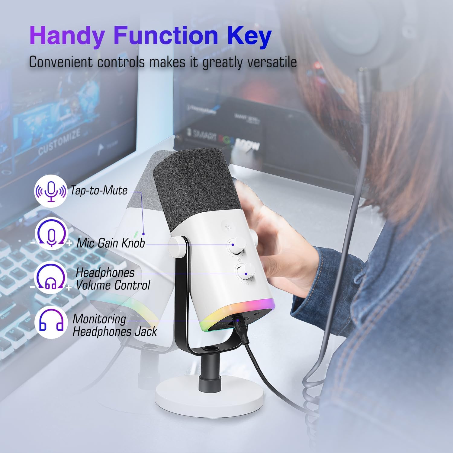 Microfon Profesional FIFINE AM8W, Conectivitate USB, Suport XLR ...