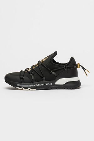 Versace Jeans Couture, Pantofi sport slip-on cu imprimeu logo, Auriu ...