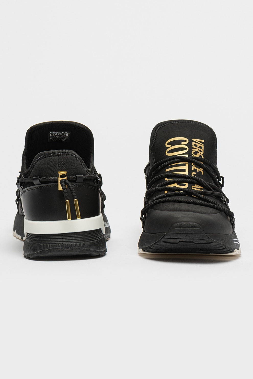 Versace Jeans Couture, Pantofi sport slip-on cu imprimeu logo, Auriu ...