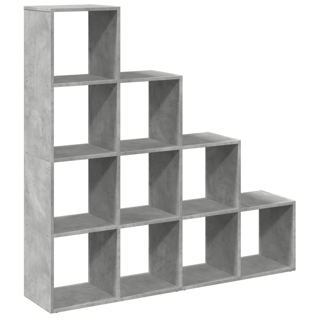 Biblioteca/separator camera gri beton 131 vidaXL,5x29x131,5 cm lemn, 27 ...