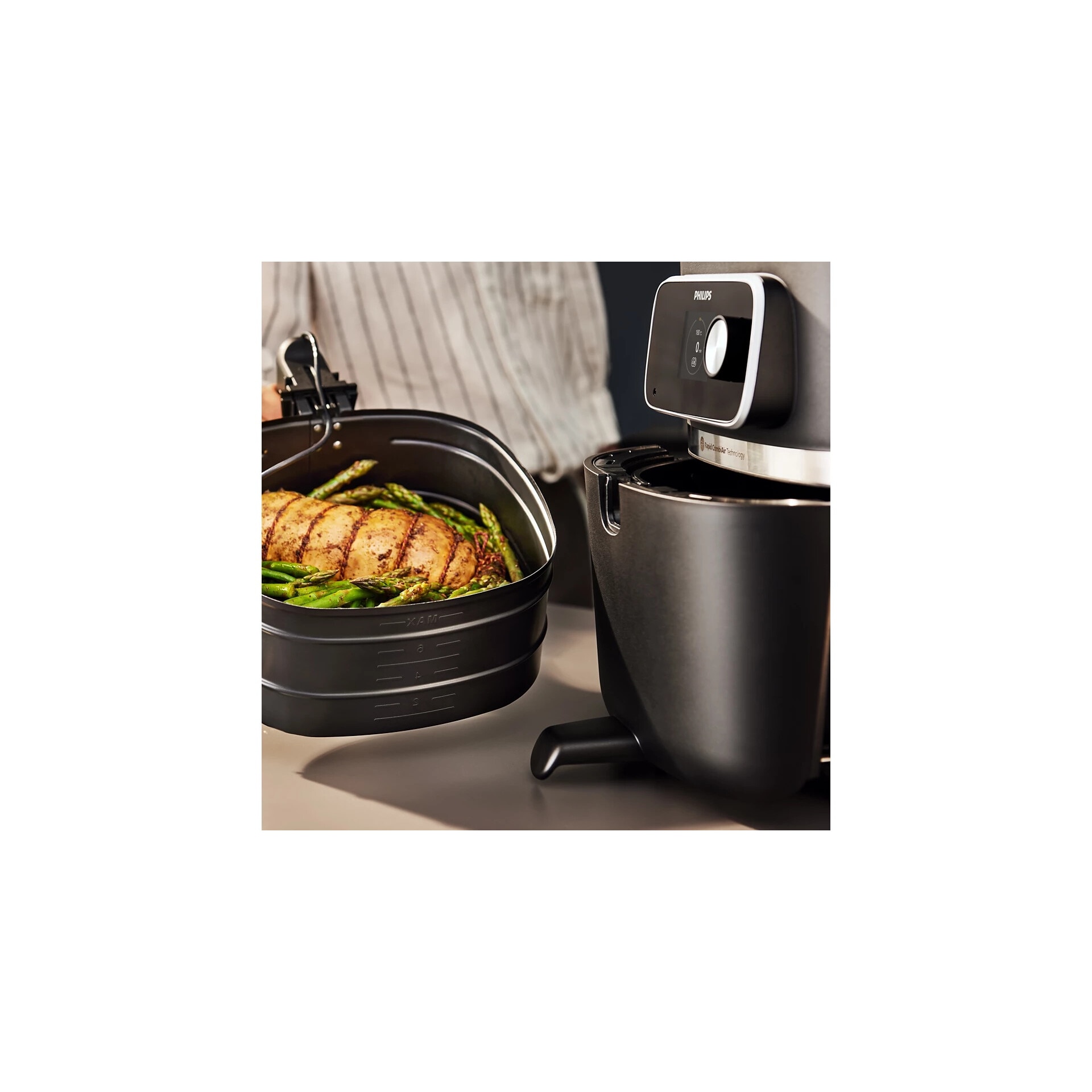 Фритюрник с горещ въздух Philips Combi XXL Airfryer, 8.3L 2200W черен ...