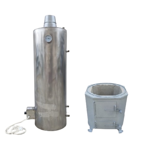 Boiler cu Focar 90 L pe lemn cu electric si serpentina din tabla de ...