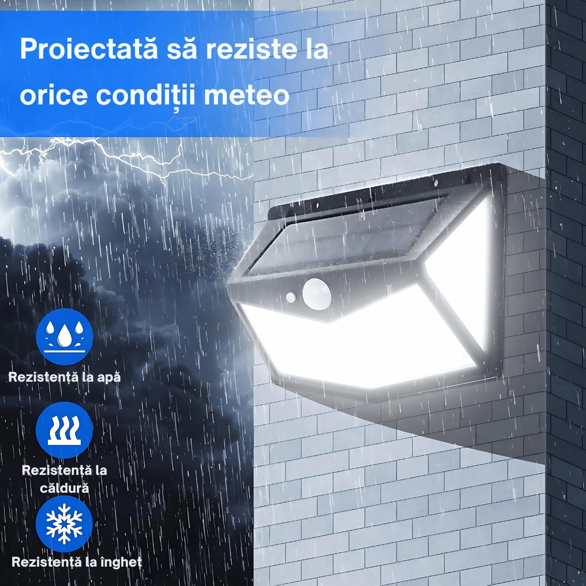 Lampa Solara Exterior 212 LED, Senzor Miscare, 3 Moduri Iluminare ...