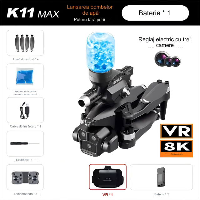 Drona cu bile de apa pentru incepatori cu casca VR si Geanta transport ...