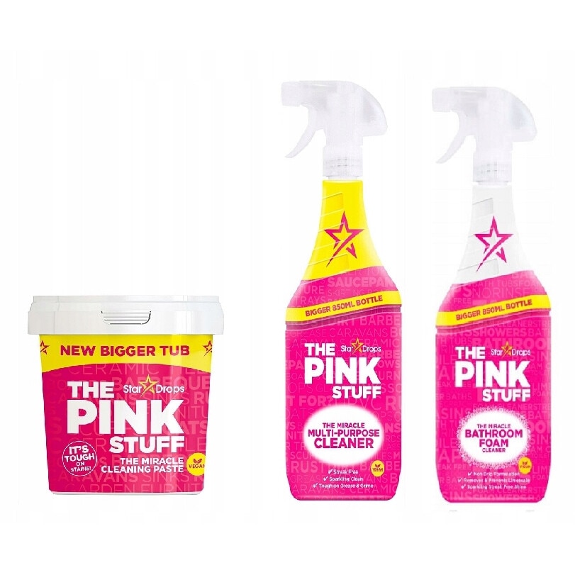 Set 3 produse de curatare The Pink Stuff - Pasta, spuma pentru baie ...