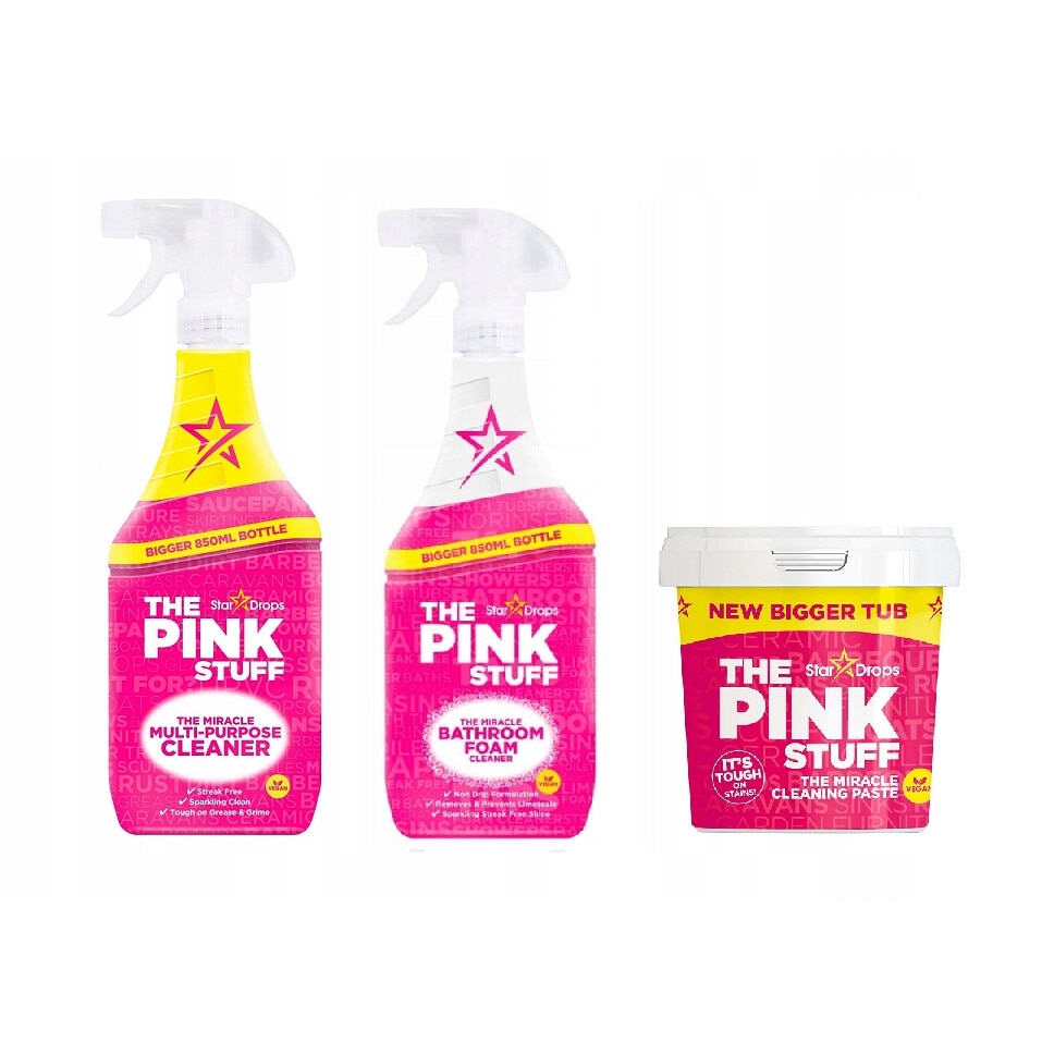 Set 3 produse de curatare The Pink Stuff - Pasta, spuma pentru baie ...