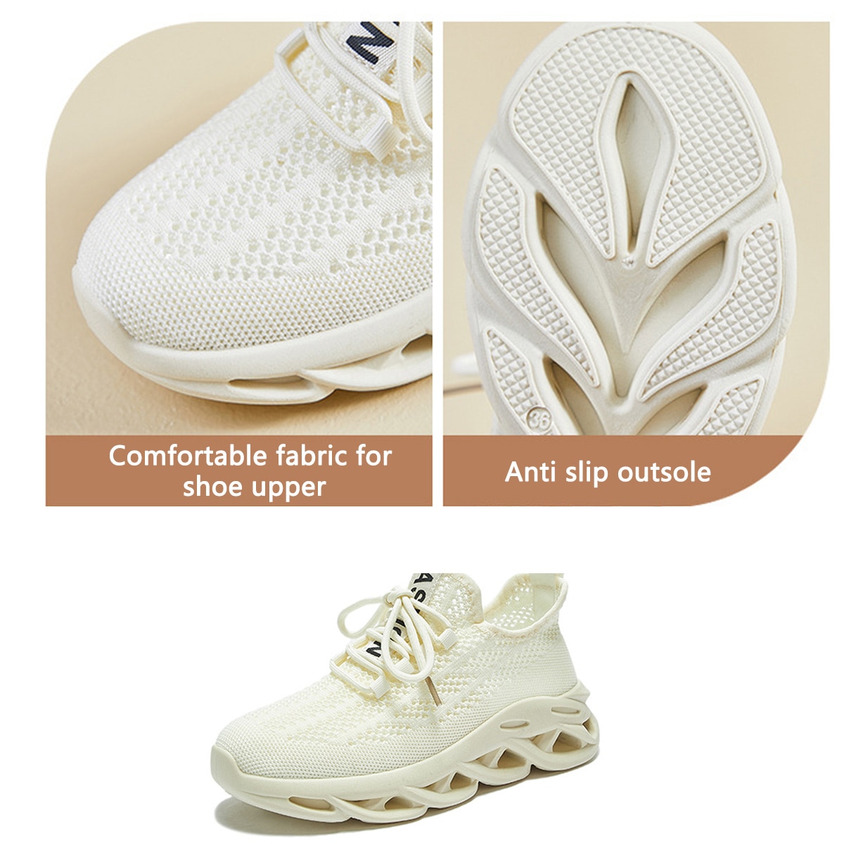 Pantofi de alergare pentru femei, Cozevdnt, Textil, Bej, 39 EU - eMAG.ro