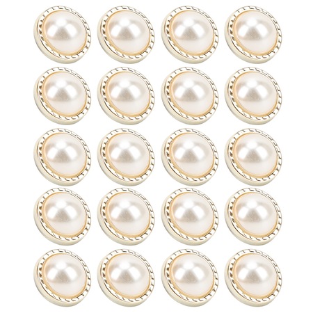 Set 20 nasturi decorativi, Mmmgoqqt, 18mm, forma rotunda, perle, auriu ...