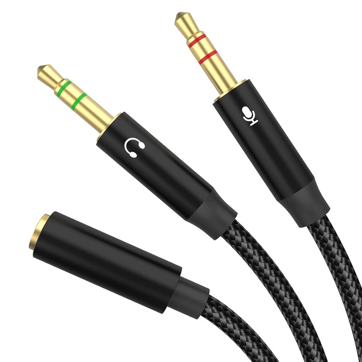 Cablu audio jack rca auxiliar, Splitter pentru casti si microfon, jack ...