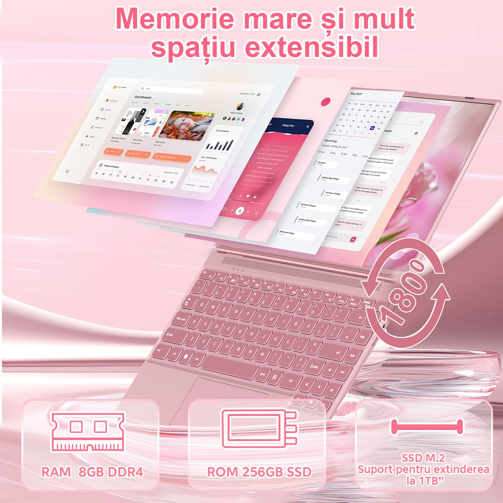 NOTODD Laptop 14 inci 8GB RAM 256GB SSD 1TB Extinde Celeron N5095 (pana ...