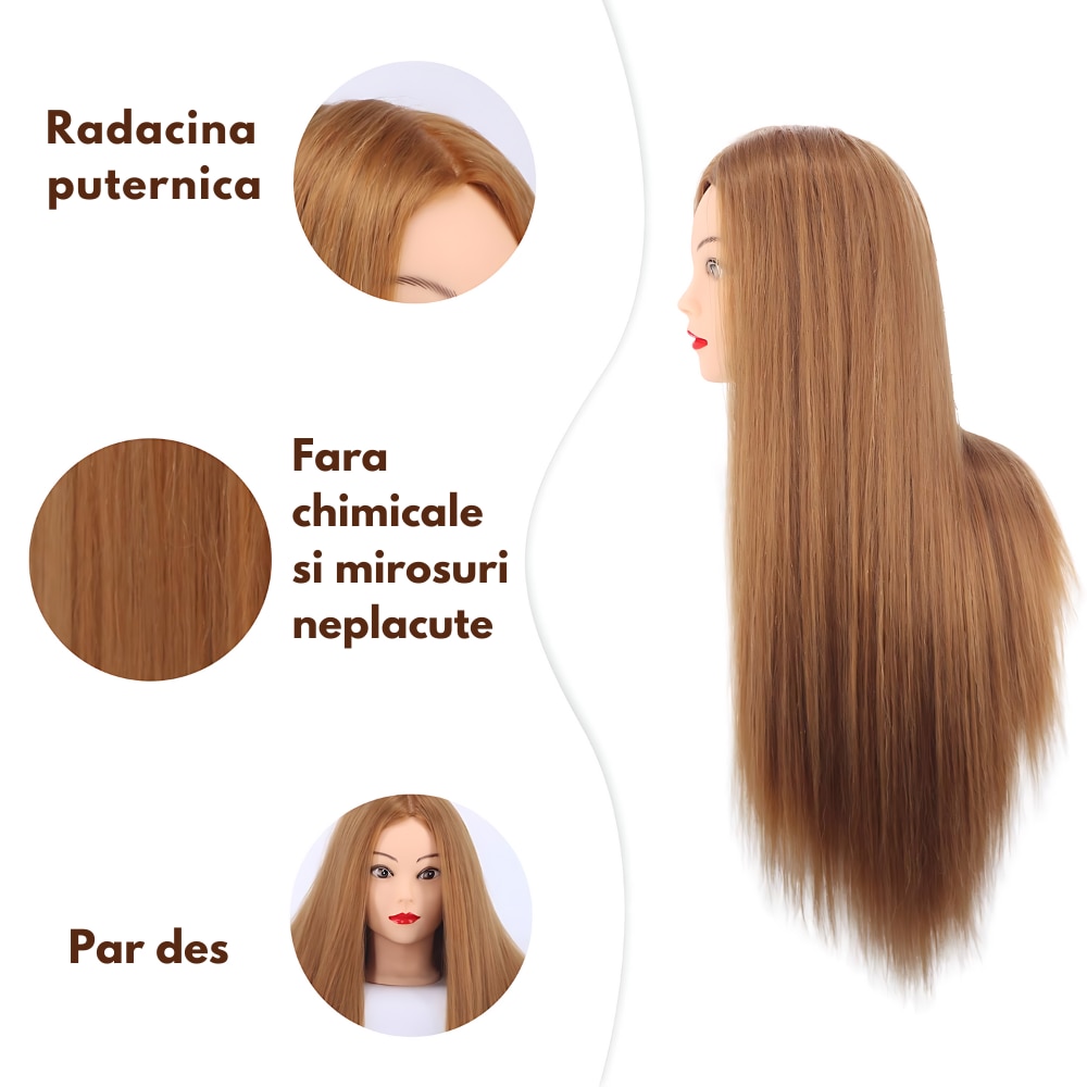 Cap de Manechin Promerco®, perfect pentru coafuri, aspect natural, par ...