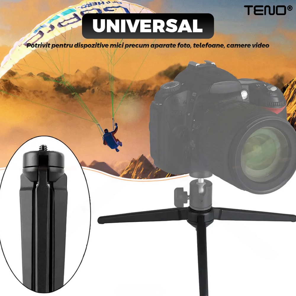 Mini Trepied Teno®, pentru telefon, aparat foto, camera video, lampa ...