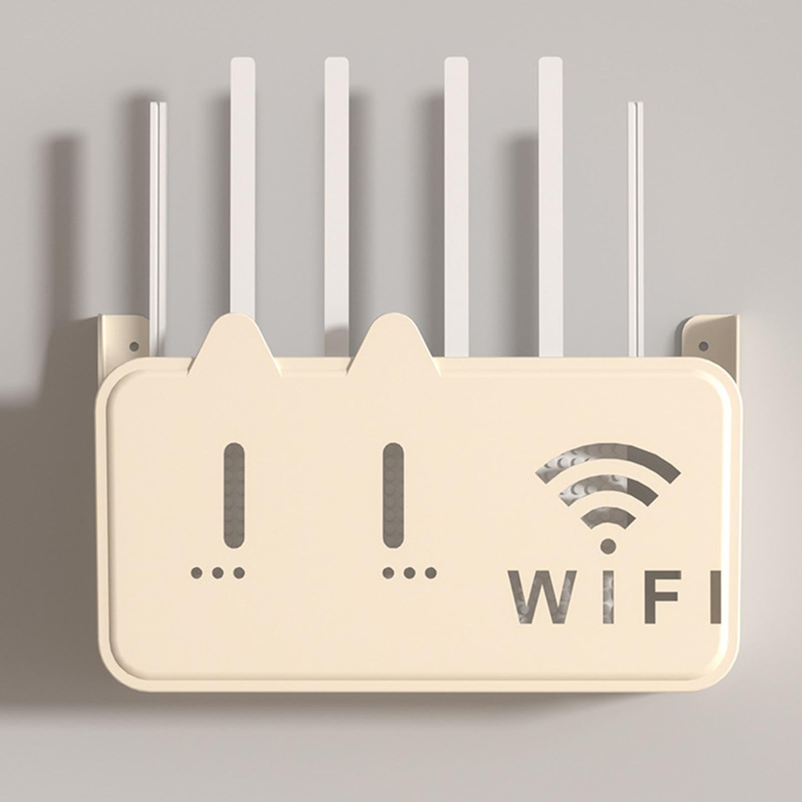 Cutie de depozitare pentru router WiFi, bej, PVC, montare pe perete ...