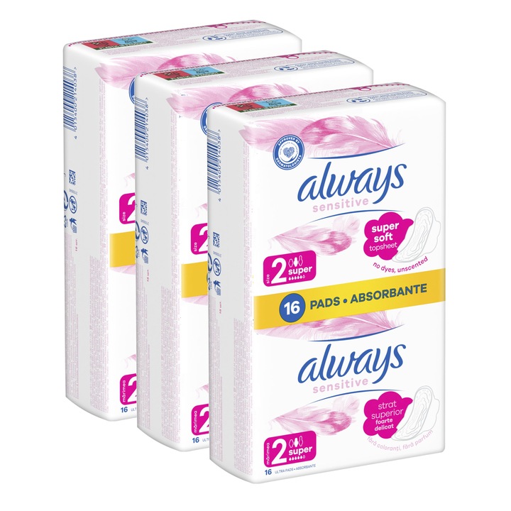Set Absorbante Always Sensitive, Bumbac, 48 buc - eMAG.ro