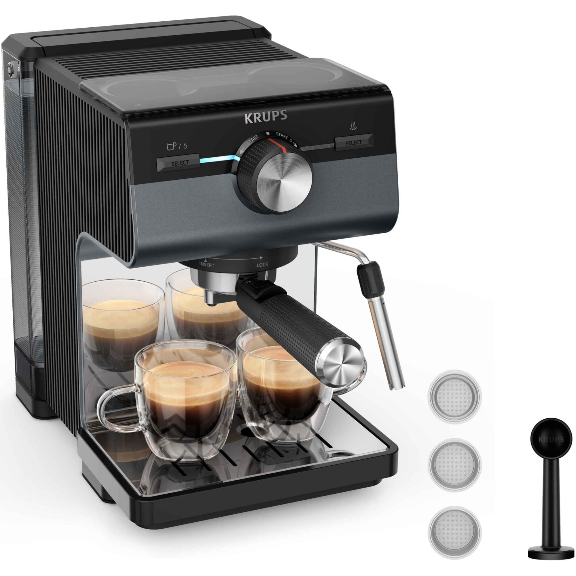 Espressor manual Krups Authentic+ C80 XP384G10, 15 bari, rezervor apa ...