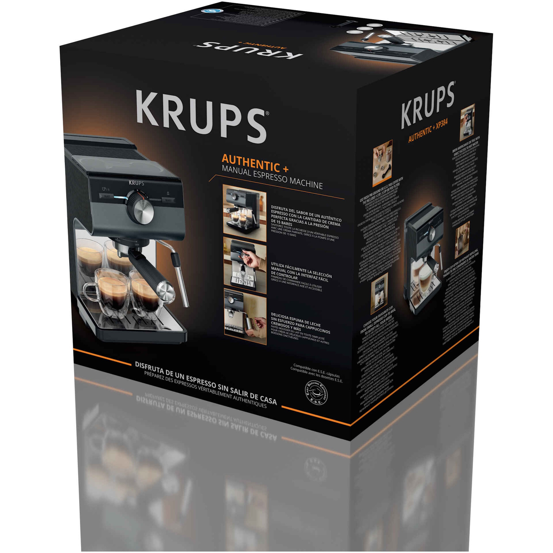 Espressor manual Krups Authentic+ C80 XP384G10, 15 bari, rezervor apa ...