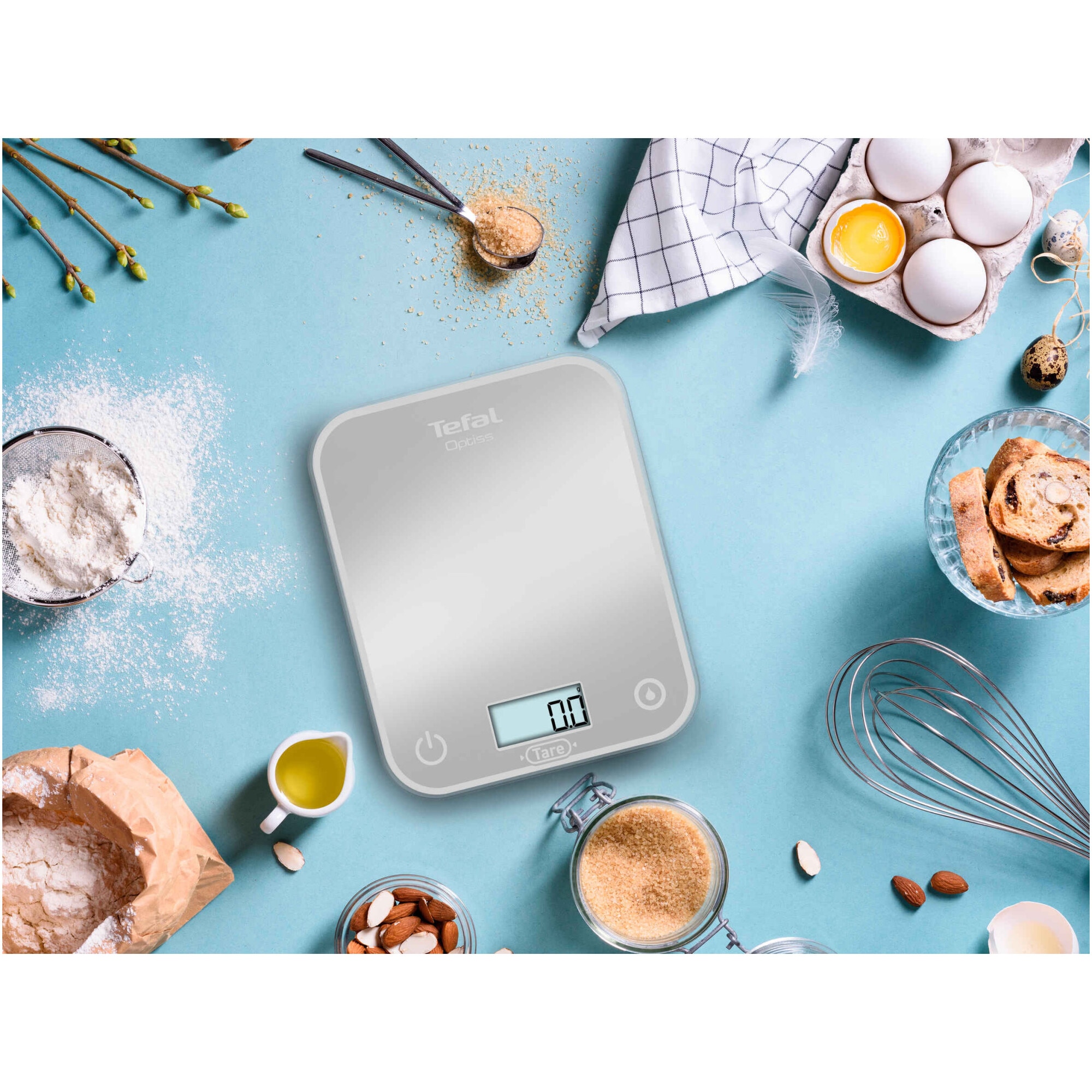 Cantar de bucatarie Tefal Optiss BC50U4V0, 5 kg, sticla securizata, functie Tara, functie de ...