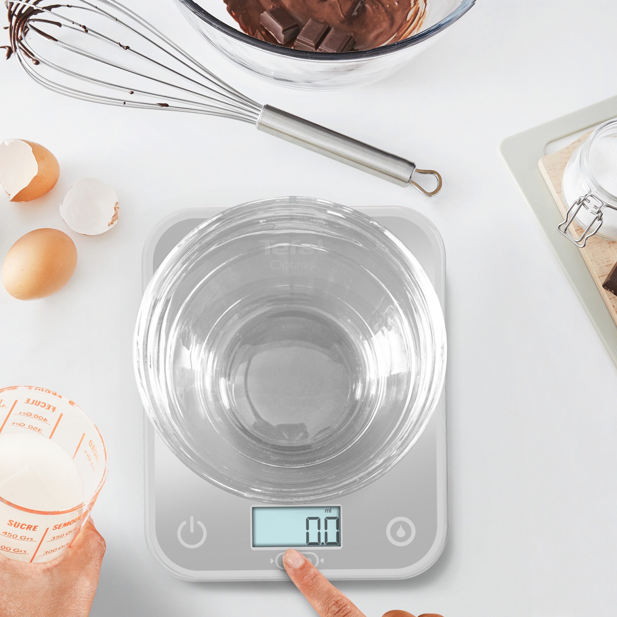 Cantar de bucatarie Tefal Optiss BC50U4V0, 5 kg, sticla securizata, functie Tara, functie de ...