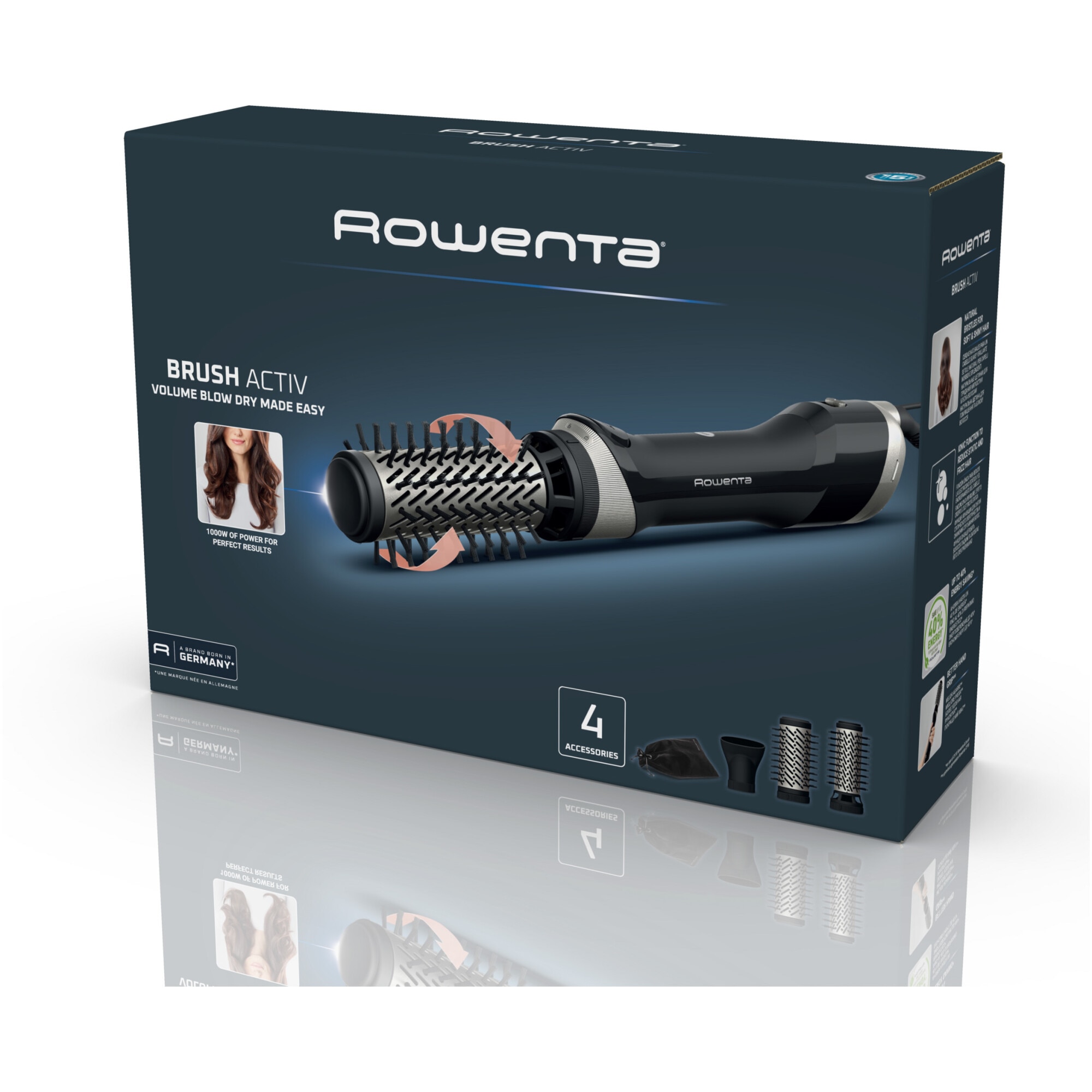 Perie rotativa cu aer cald Rowenta Brush Activ UB9530F0, 1000W, 2 ...