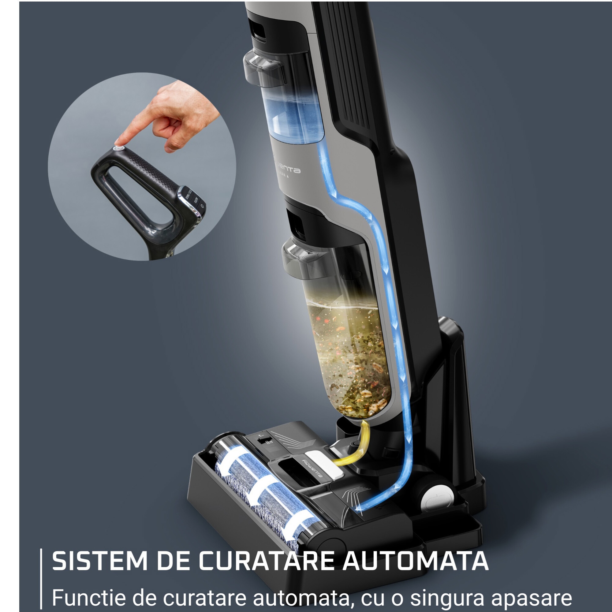 Aspirator vertical fara fir cu spalare Rowenta X-Clean 4 GZ5037WO, 200W ...
