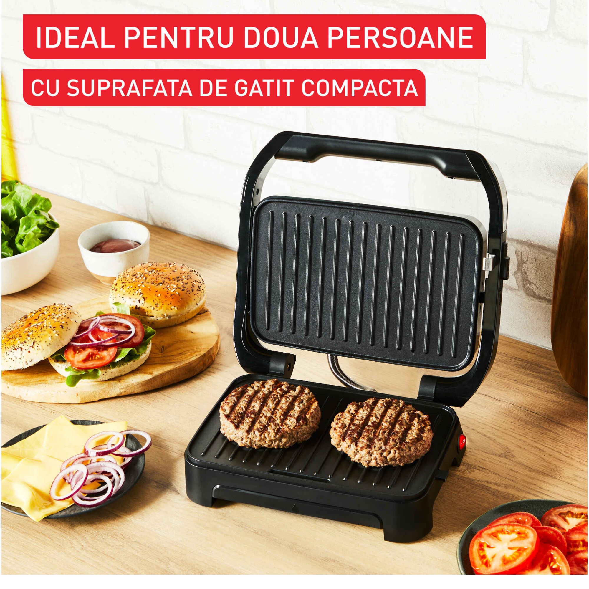 Gratar electric multifunctional Tefal Inicio Compact Grill GC270D10, 1000W, suprafata ...