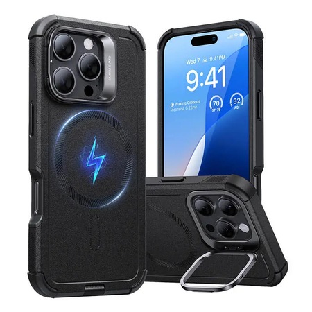 Husa pentru iPhone 16 Pro Max - ESR Cyber Armor Kickstand - Black - eMAG.ro