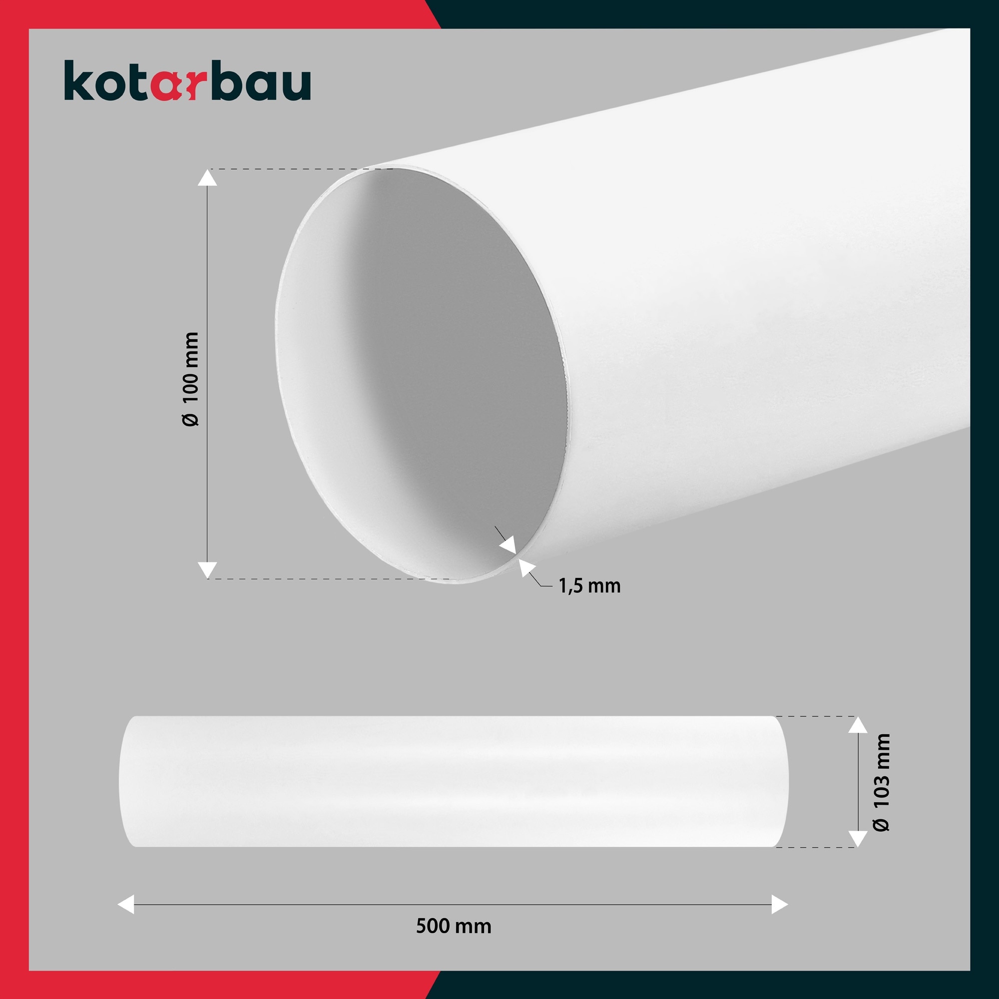 Conducta ventilare Kotarbau, 50x10 cm, PVC, alb, usor de montat - eMAG.ro