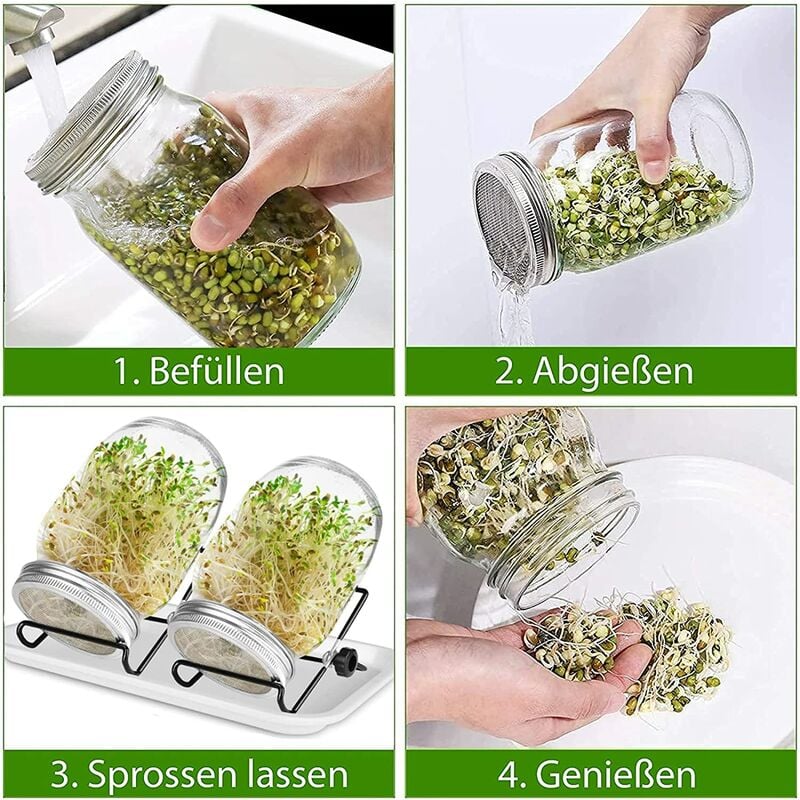 Borcane germinatoare Jormftte, 950ML, set 2 sticle, 2 suporturi, 1 tava ...