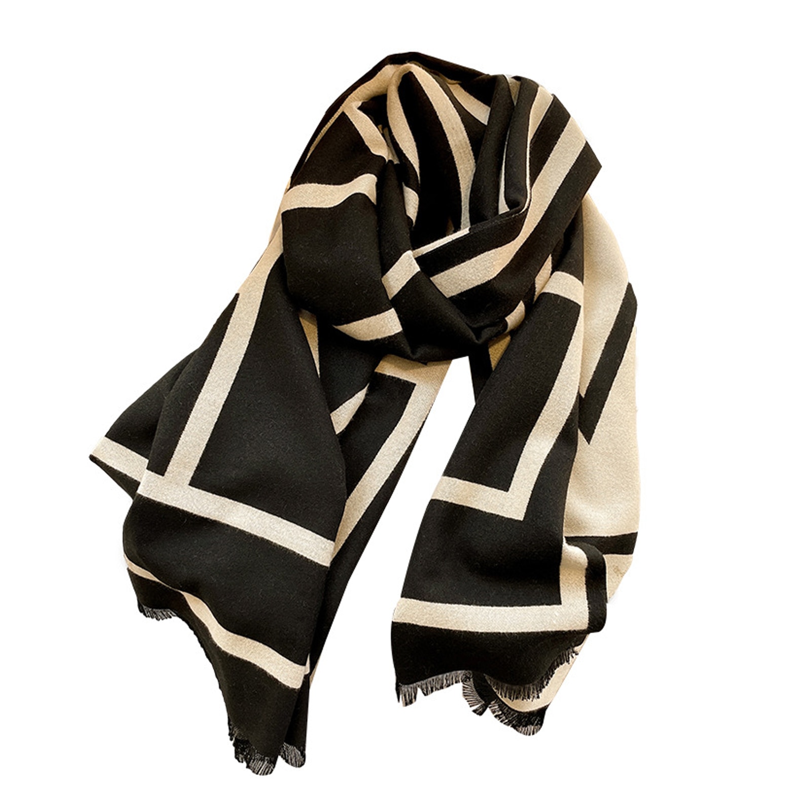 Sal dama, imitatie de casmir, negru, 70x180cm - eMAG.ro