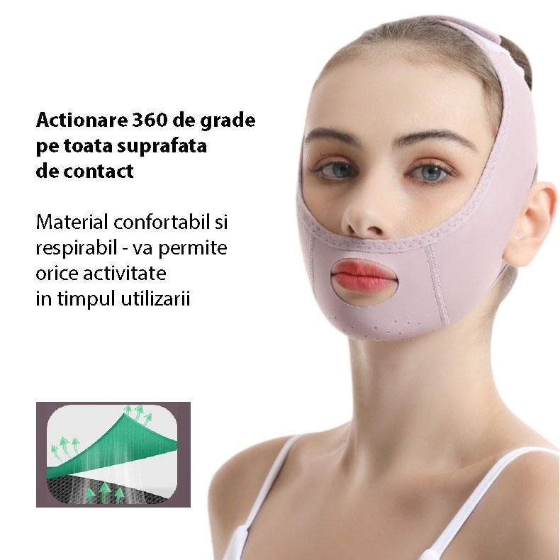 Masca lifting facial ESensio V-Line FL02 reutilizabila, conturare fata ...
