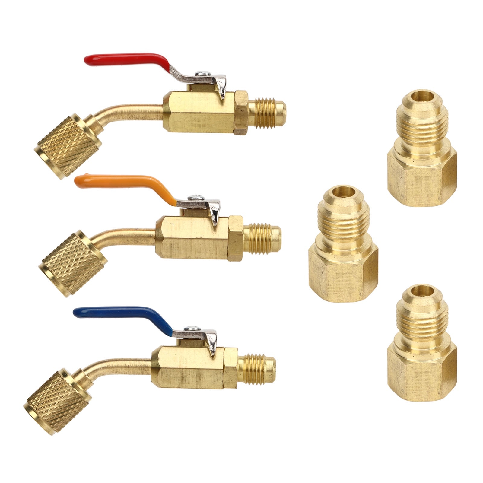 Set 6 Ventile cu Bila pentru Refrigerant, 1/4 inch, Alama, R410A, R134A ...