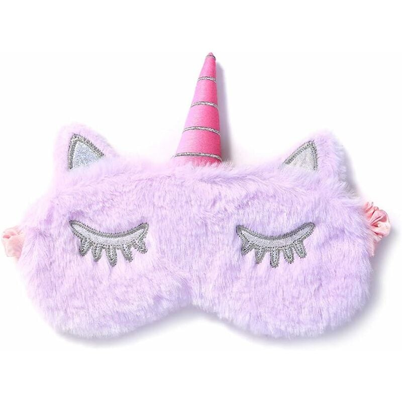 Masca de somn unicorn, Enforose, material pufos, violet, set de ...