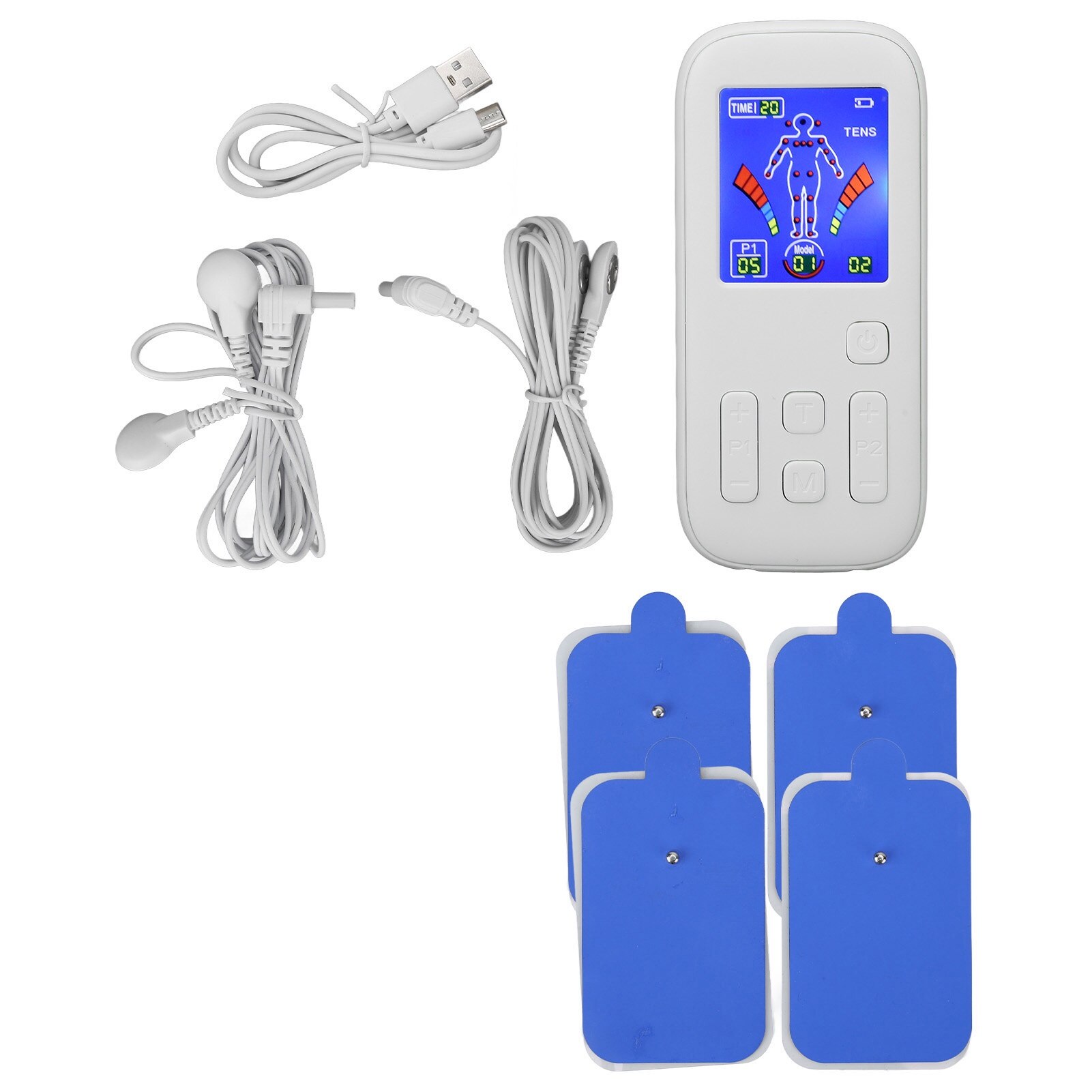 Aparat de masaj electronic profesional cu pulsuri Dual Channel TENS EMS ...