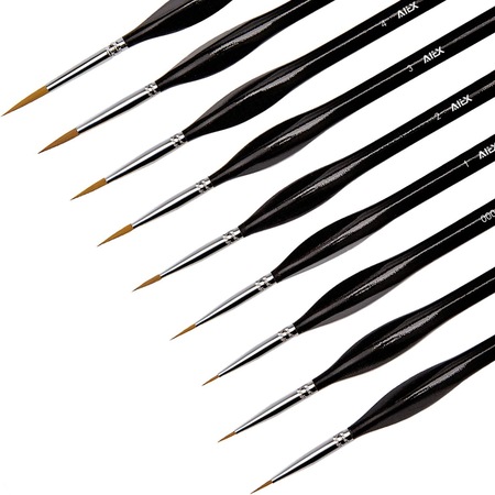 Set pensule ultra subtiri pentru detalii fine, 9 piese, design ...