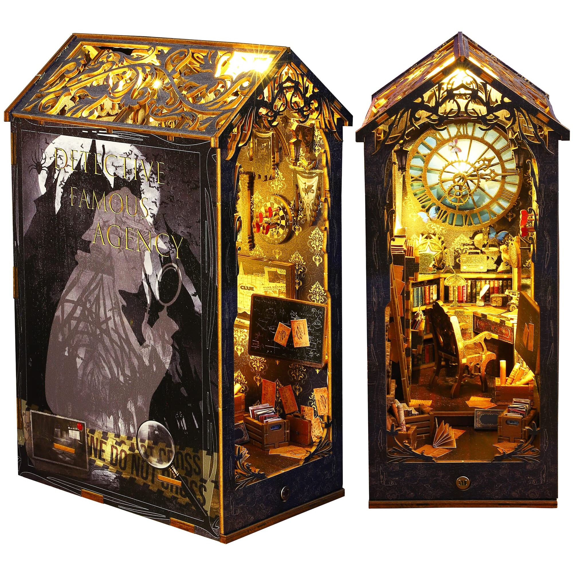 Set DIY Kit Miniatura Book Nook cu LED, WALALLA, design creativ, lemn ...