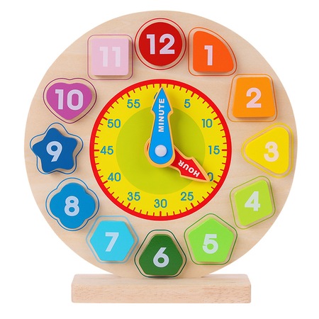 Ceas decorativ educativ puzzle din lemn, Ronyes, 24x22.5x4.5cm ...