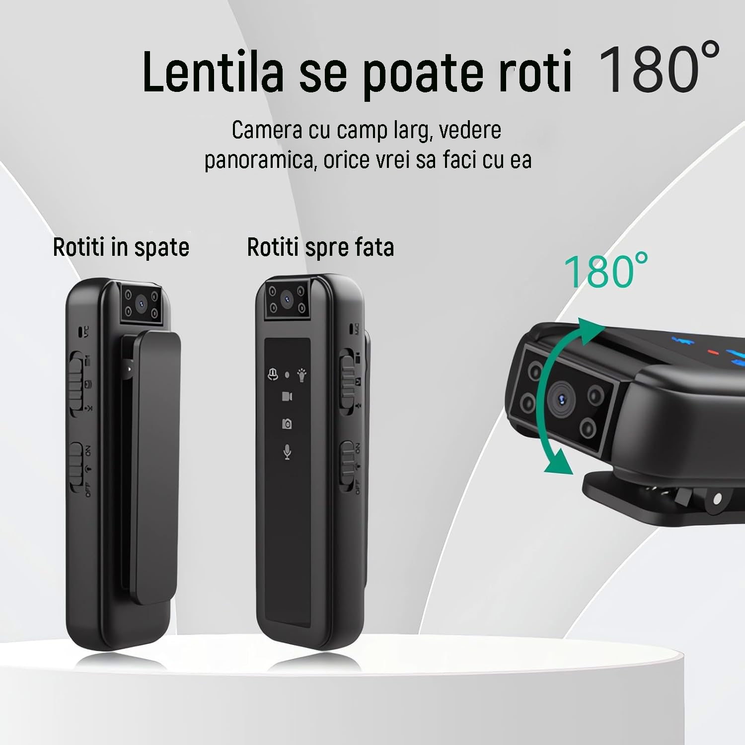 Camera video corporala, 1080P, cu noapte si lentila rotativa ...