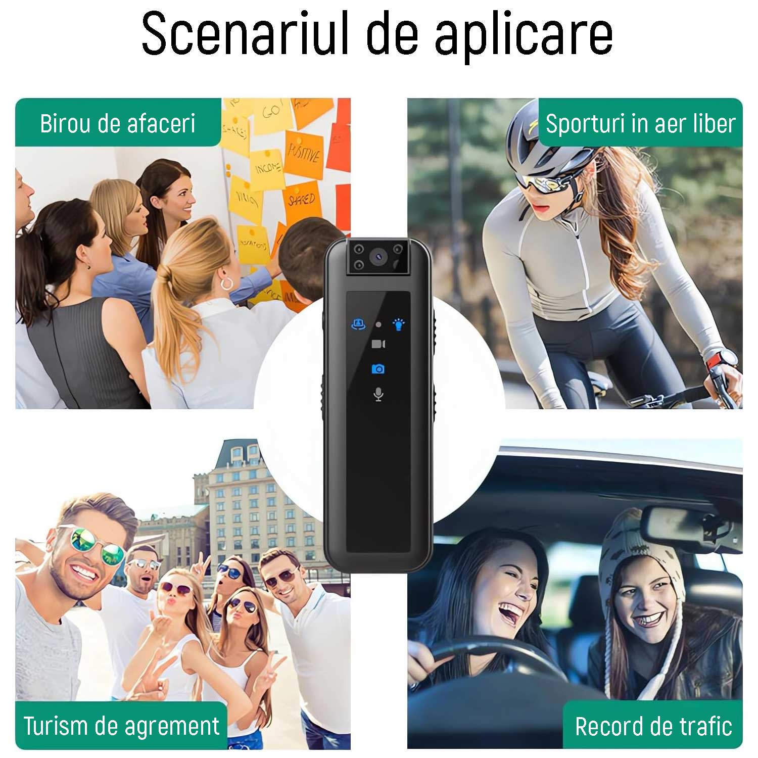 Camera video corporala, 1080P, cu noapte si lentila rotativa ...