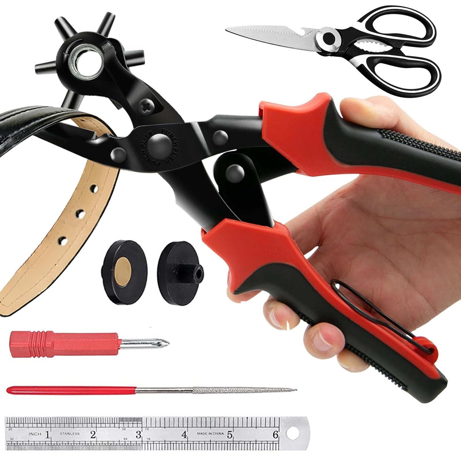 Set cleste preducea si accesorii pentru perforare curele, Hggzeg, 6 ...
