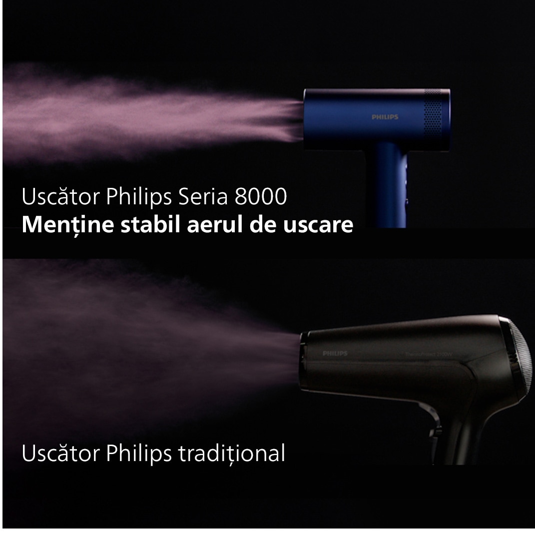 Uscator de par Philips Seria 8000 BHD839/00, tehnologie ThermoShield ...